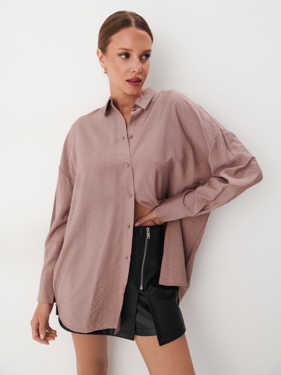 Oversized košile Barva hnědá - MOHITO - 0223X-84X