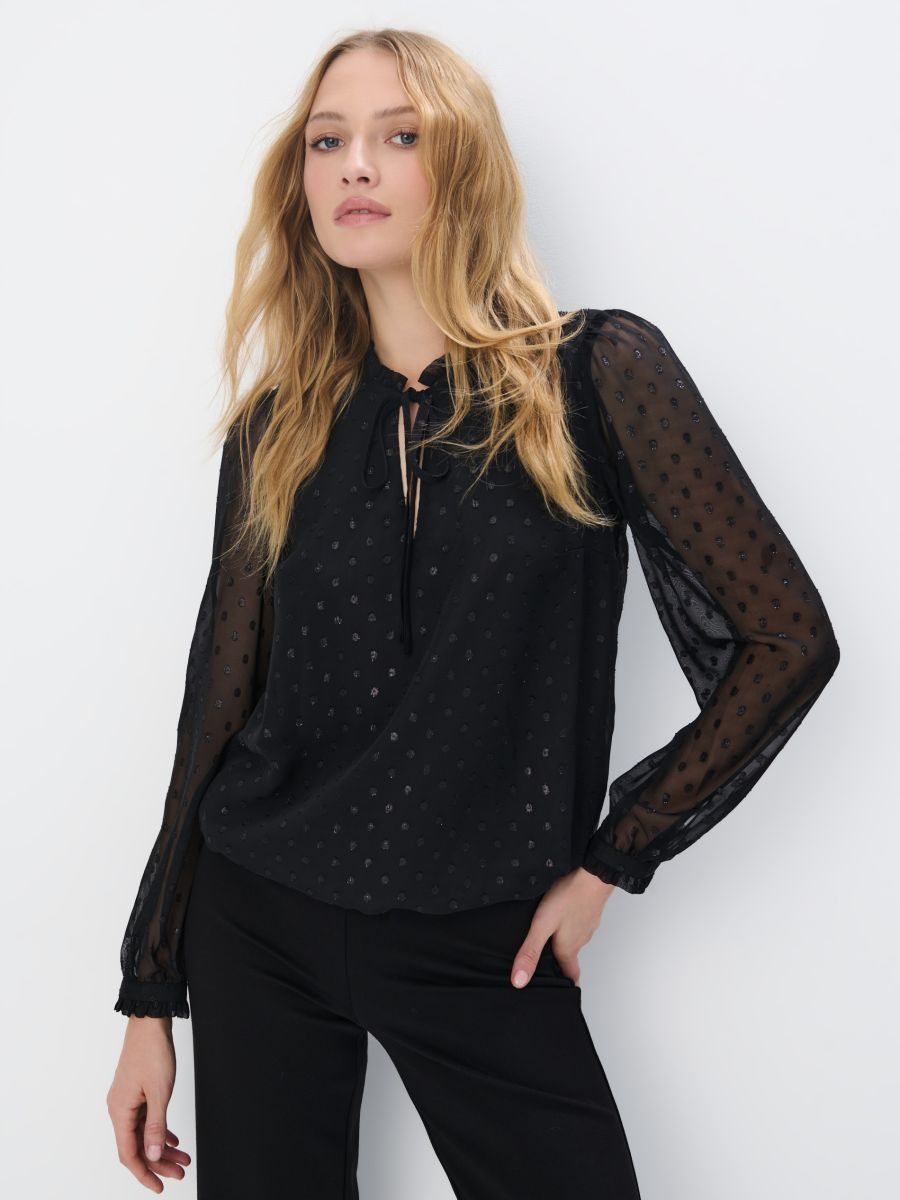 Bluse mit Bindedetail Farbe Schwarz - MOHITO - 261CT-99X