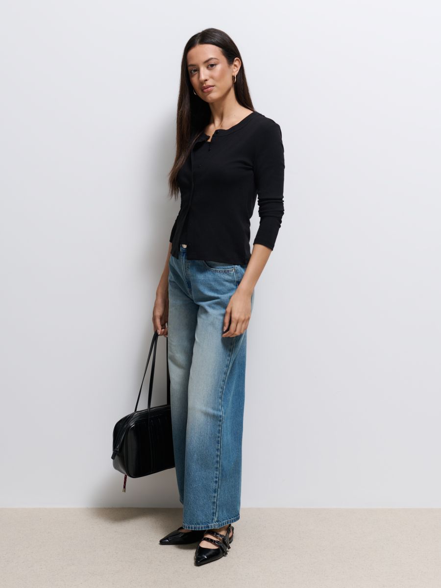 Úpletový kardigan Barva černá - MOHITO - 267GG-99X