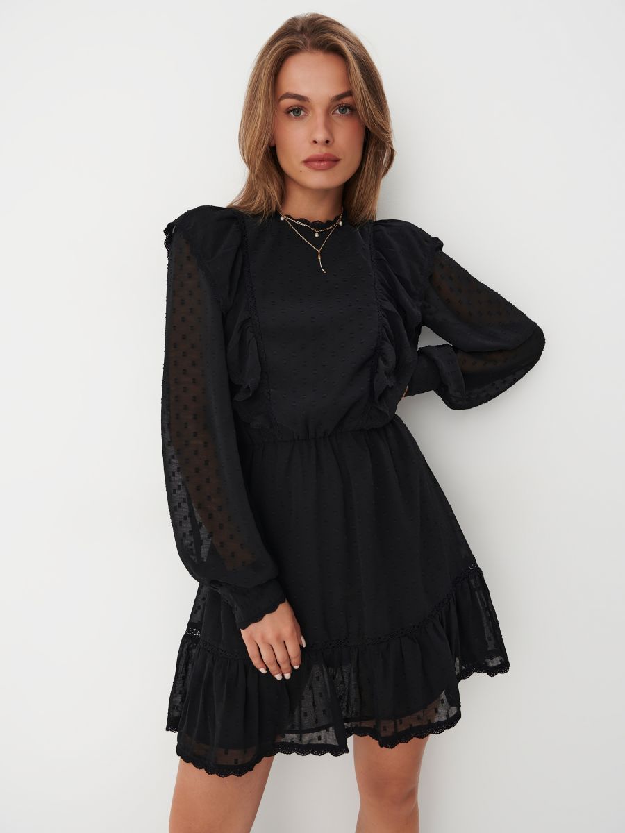 Mini kleita ar garām piedurknēm Krāsa melns - MOHITO - 2751X-99X