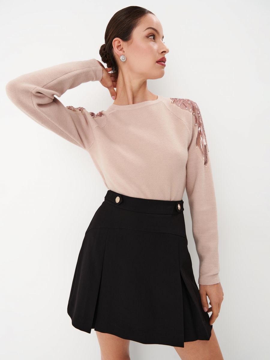 Jersey con aplicación de lentejuelas Color beige - MOHITO - 3041X-08X