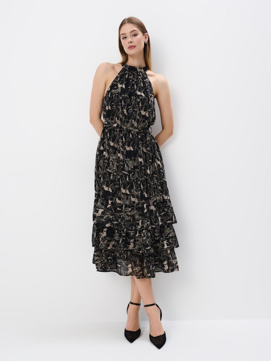 Rochie midi cu decolteu halter culoare Negru - MOHITO - 513AO-99P