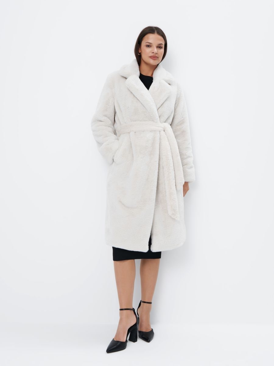 Plašč iz umetnega krzna Barva krem - MOHITO - 586BW-01X