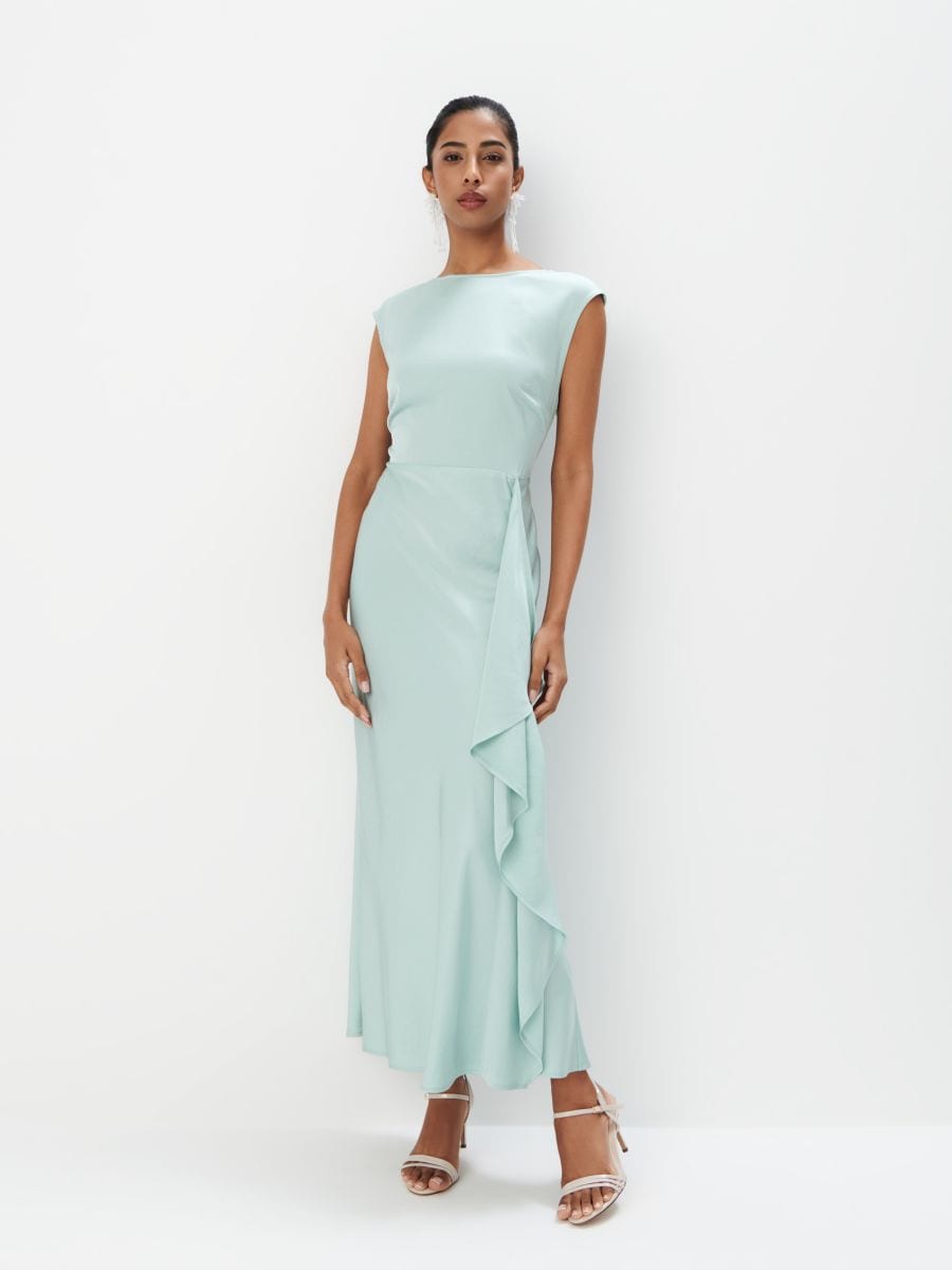 Rochie maxi din satin culoare Mentă - MOHITO - 602EZ-65X