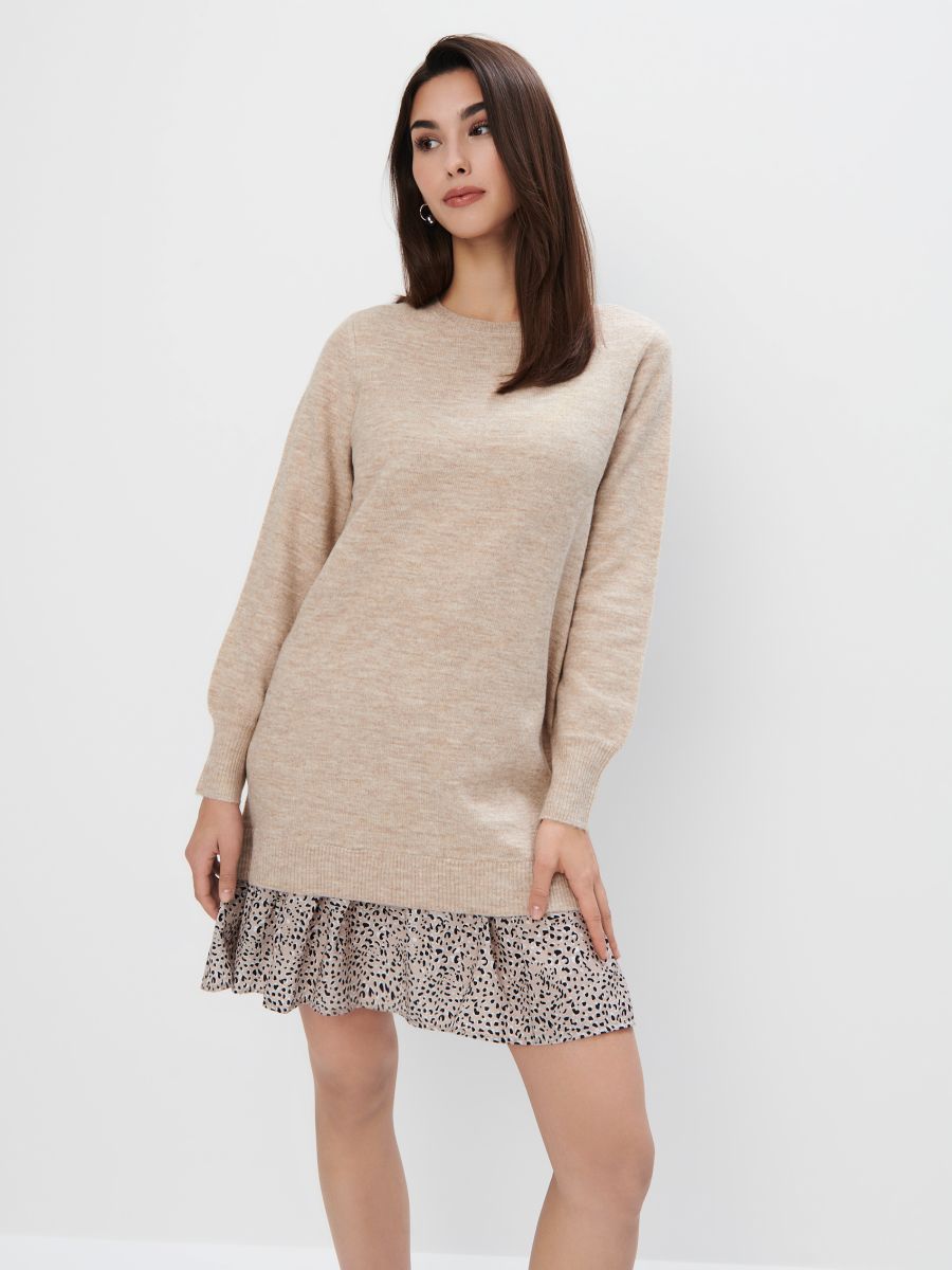 Rochie mini tip pulover culoare Beige - MOHITO - 674CY-08X