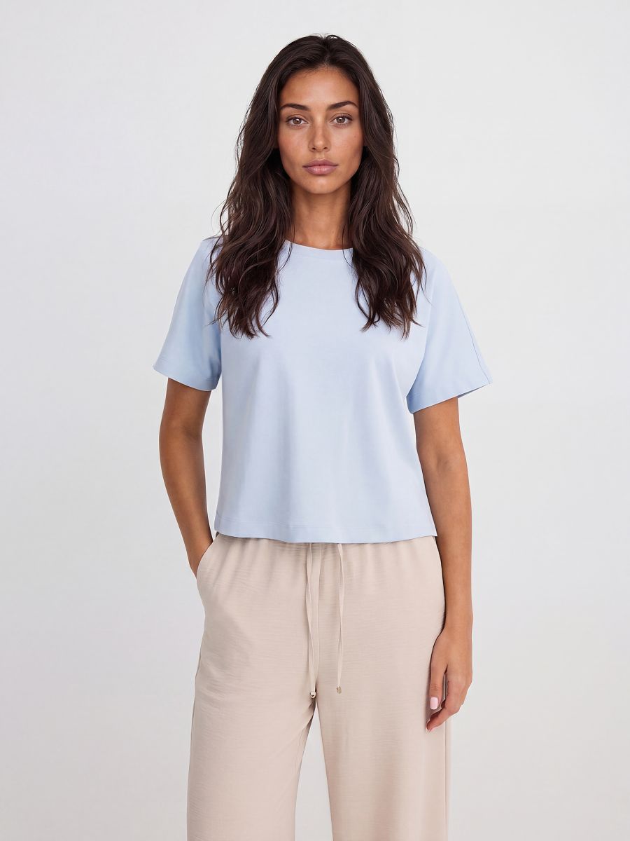 Tricou din bumbac culoare Bleu - MOHITO - 711GX-05X