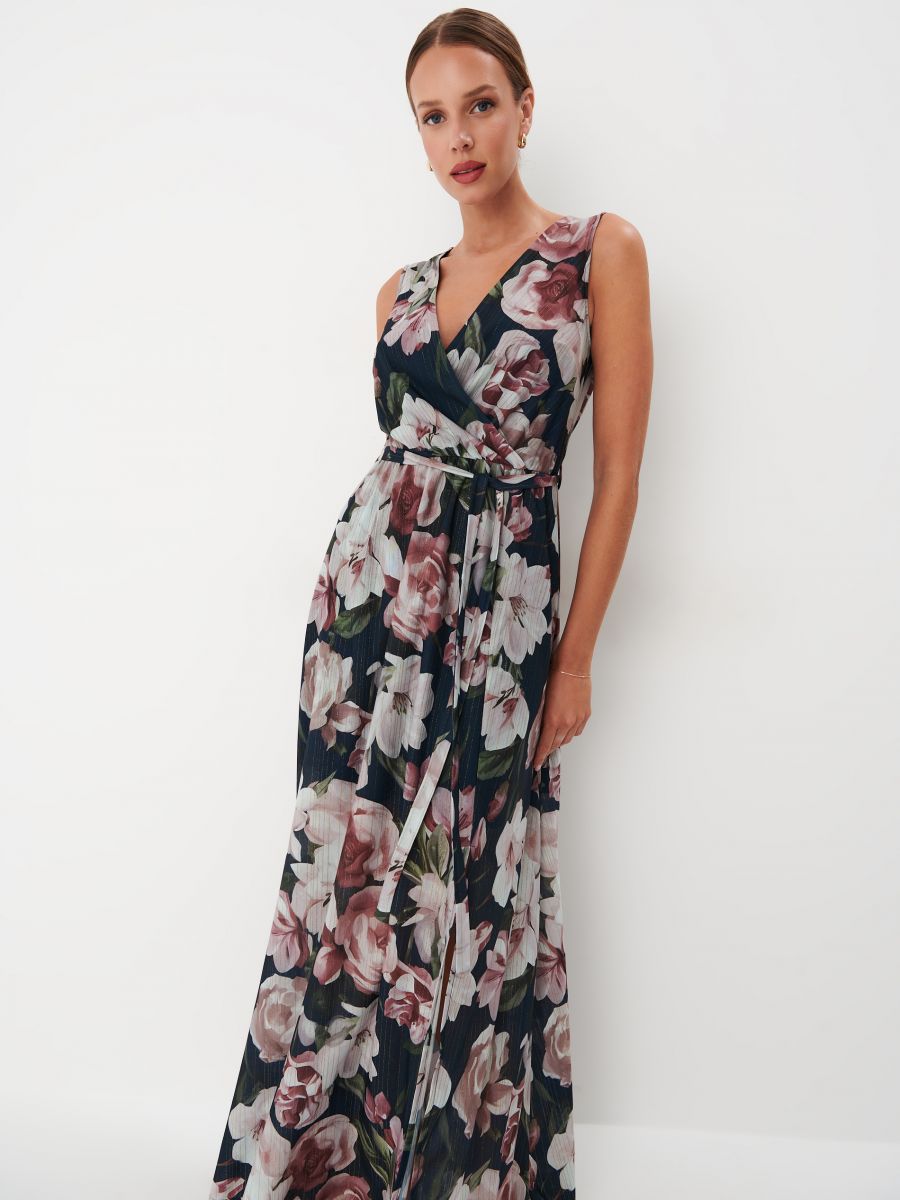 Maxi obleka s cvetličnim vzorcem Barva črna - MOHITO - 8741Z-99P