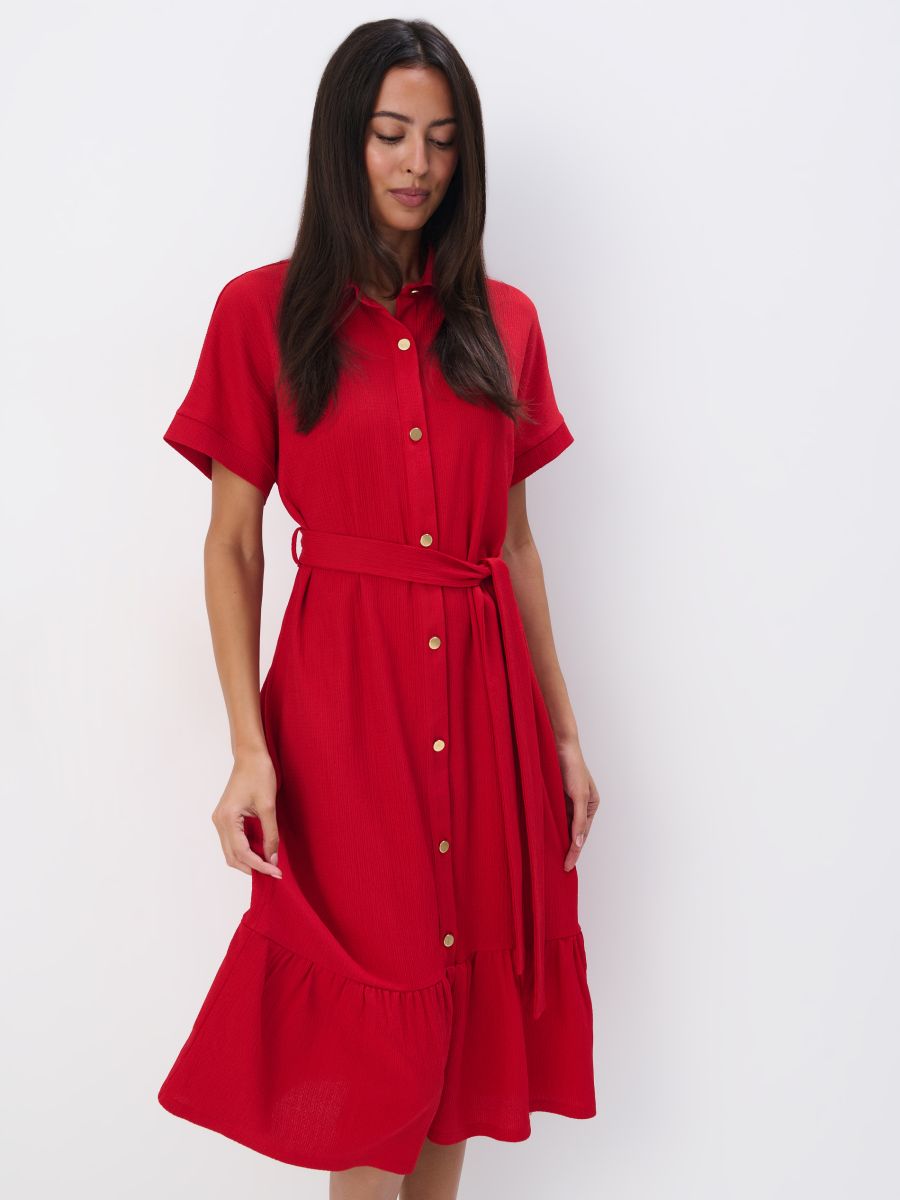 Vestido camisero midi Color rojo - MOHITO - 894DI-33X