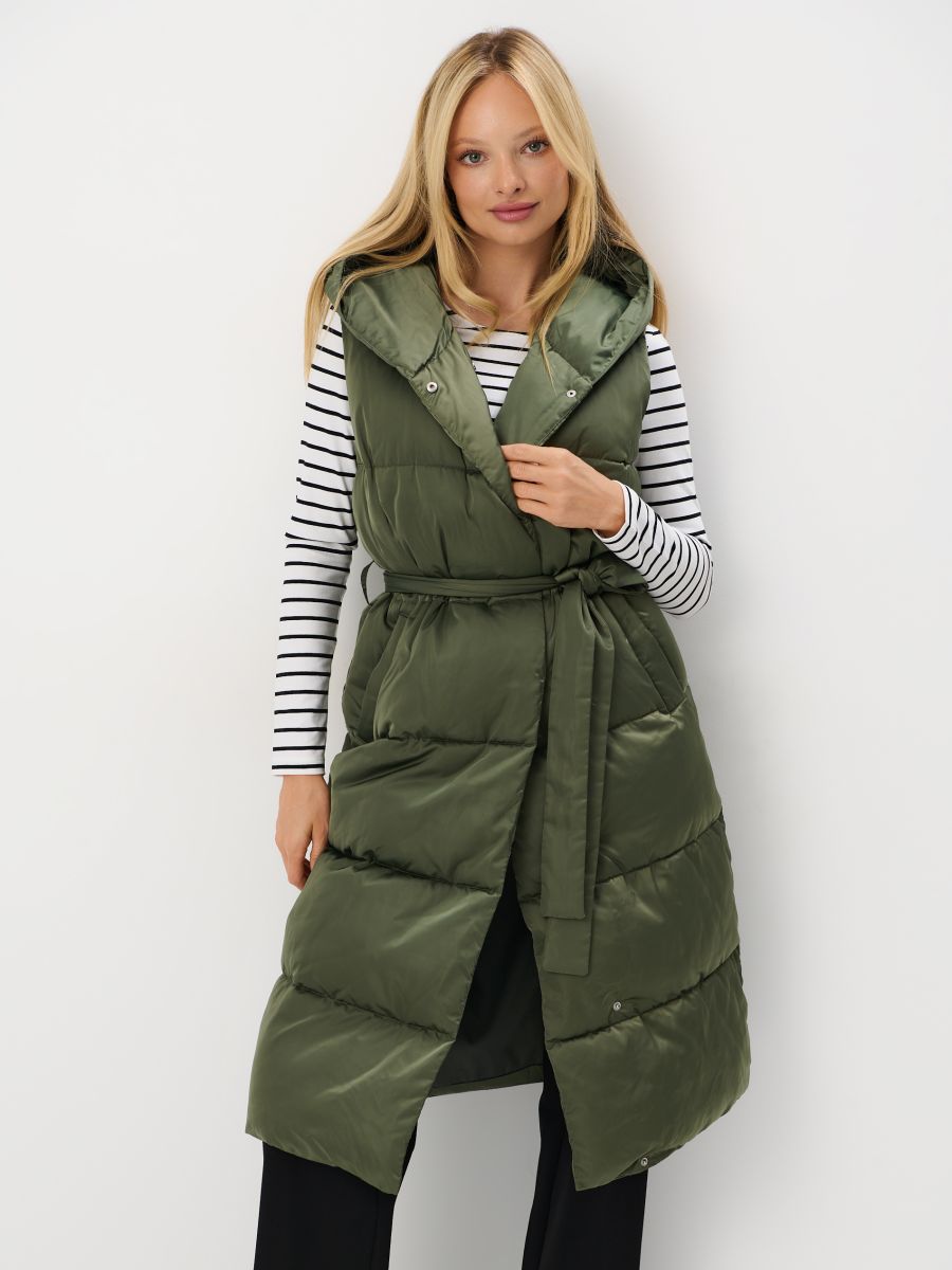 Prsluk s pojasom za vezivanje u struku Boja tamno zelena - MOHITO - 9634V-79X