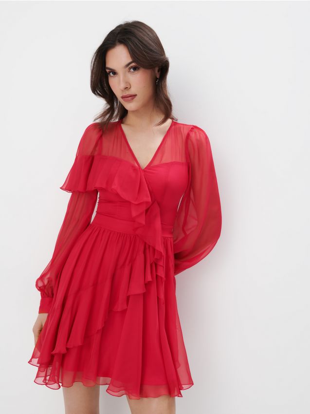 Mini haljina sa volanima Boja pink - MOHITO - 532AE-42X