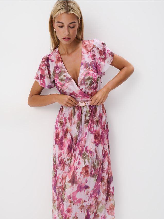 Rochie tip plic midi culoare Roz pal - MOHITO - 573CC-03P