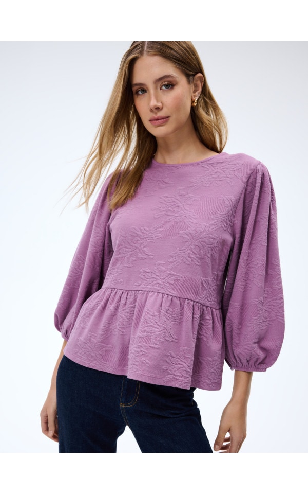 Bluzka z bufiastym rękawem Kolor fioletowy - MOHITO - 006IR-40X
