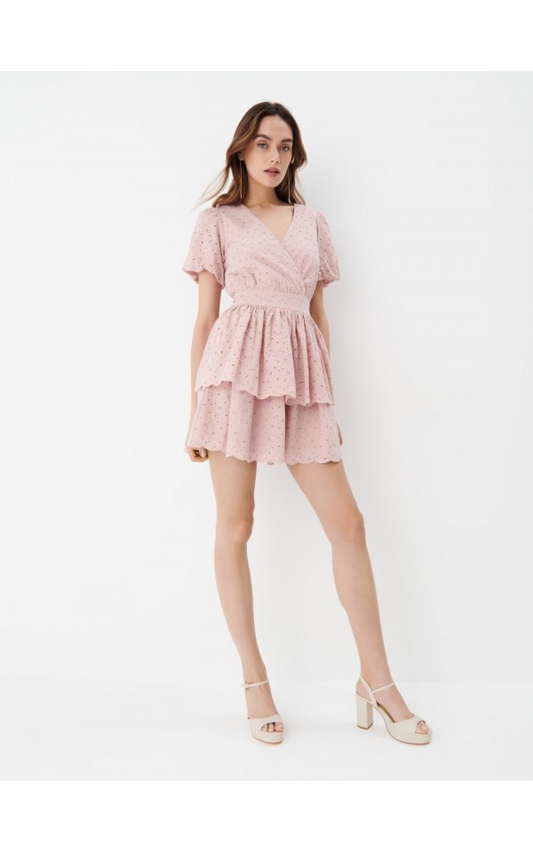 Rochie mini roz cu decorațiuni ajurate culoare Roz - MOHITO - 4297U-39X