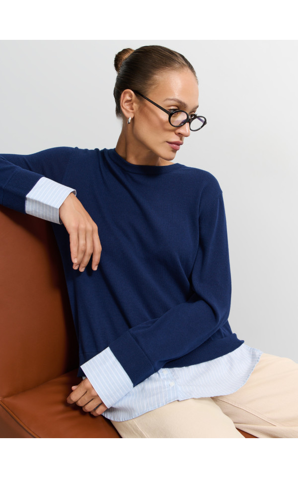 Pulover din bumbac culoare Bleu marin - MOHITO - 465EQ-95X