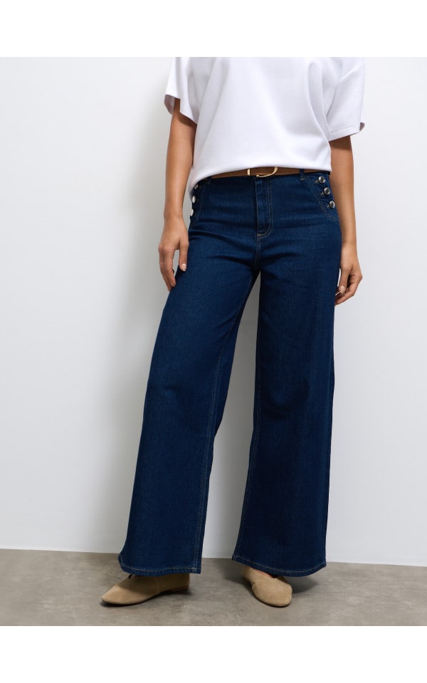 Blugi wide leg culoare Bleu marin - MOHITO - 503HO-95J
