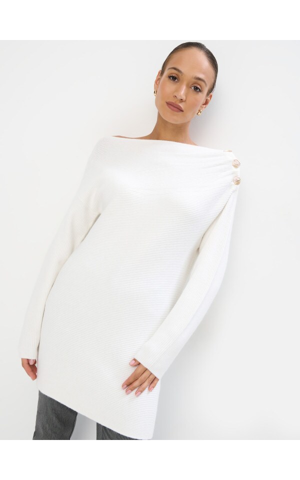 Rochie mini tip pulover culoare Alb - MOHITO - 576BZ-00X