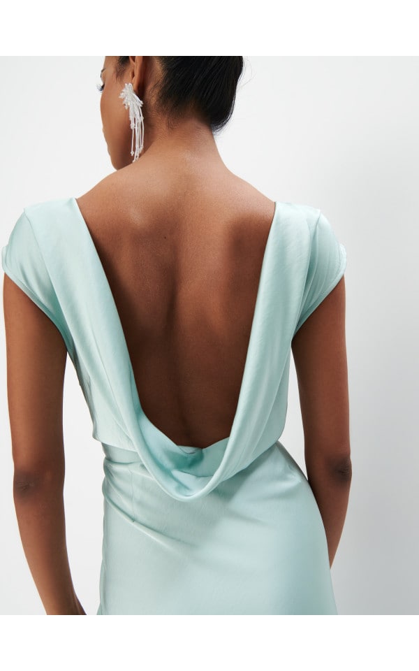 Satinkleid Maxi Farbe Mintgrün - MOHITO - 602EZ-65X