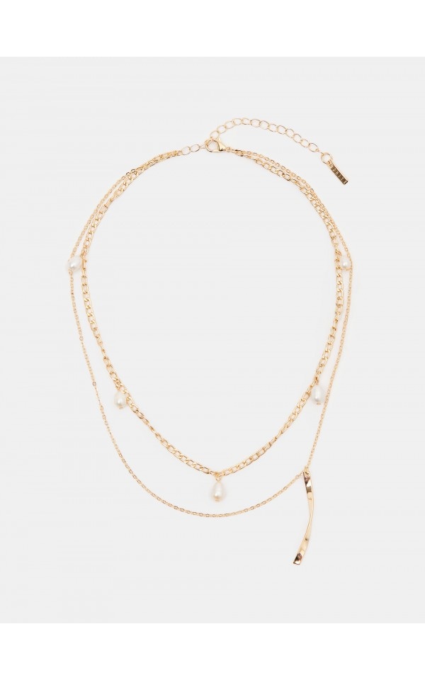 Podwójny naszyjnik z zawieszkami Kolor złoty - MOHITO - 7014Z-GLD
