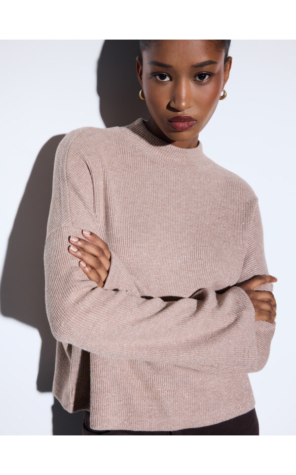 Top con filo metallizzato Colore beige - MOHITO - 839HJ-80L
