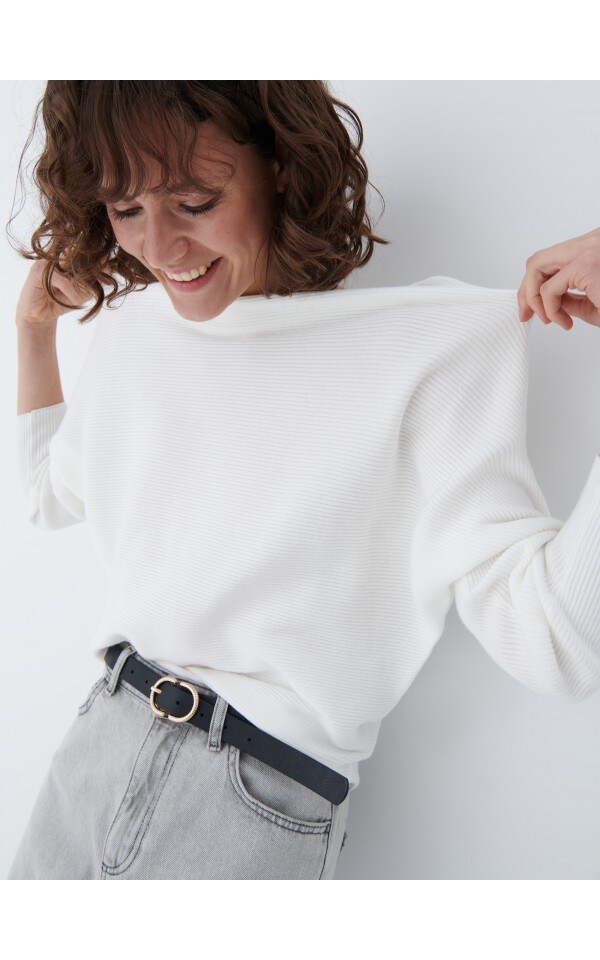 Pulover ripsat Eco Aware culoare Ivory - MOHITO - 8713H-01X