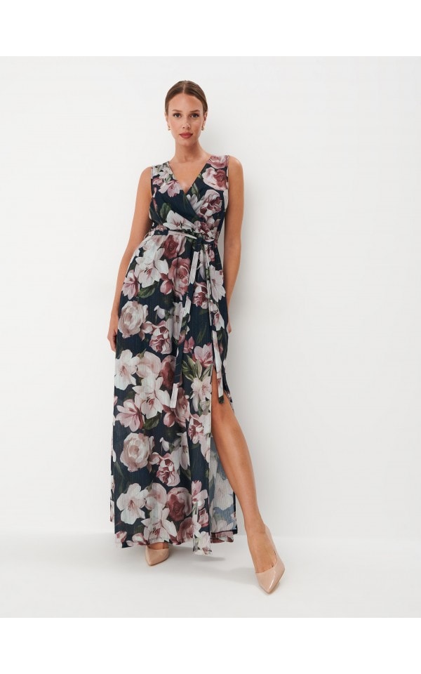 Maxi obleka s cvetličnim vzorcem Barva črna - MOHITO - 8741Z-99P