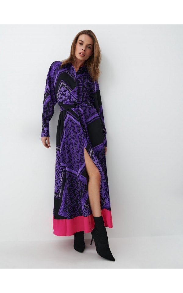 Rochie tip cămașă maxi, cu model, MOHITO, 9431S-45P