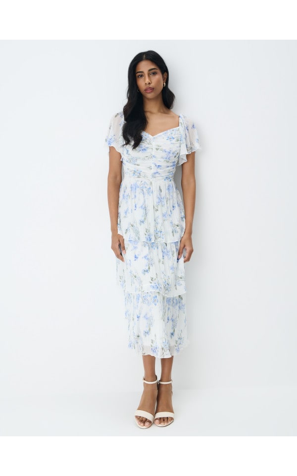 Sukienka midi o kroju litery A Kolor kremowy - MOHITO - 973DH-01P