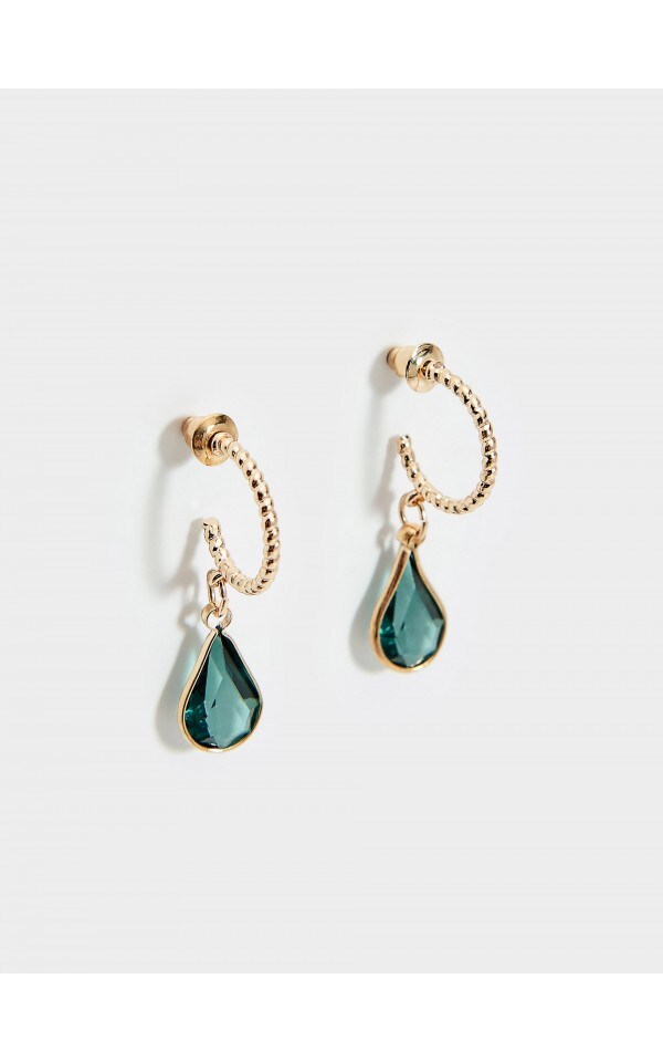 Kolczyki z imitacją kamieni Kolor zielony - MOHITO - YK249-67X